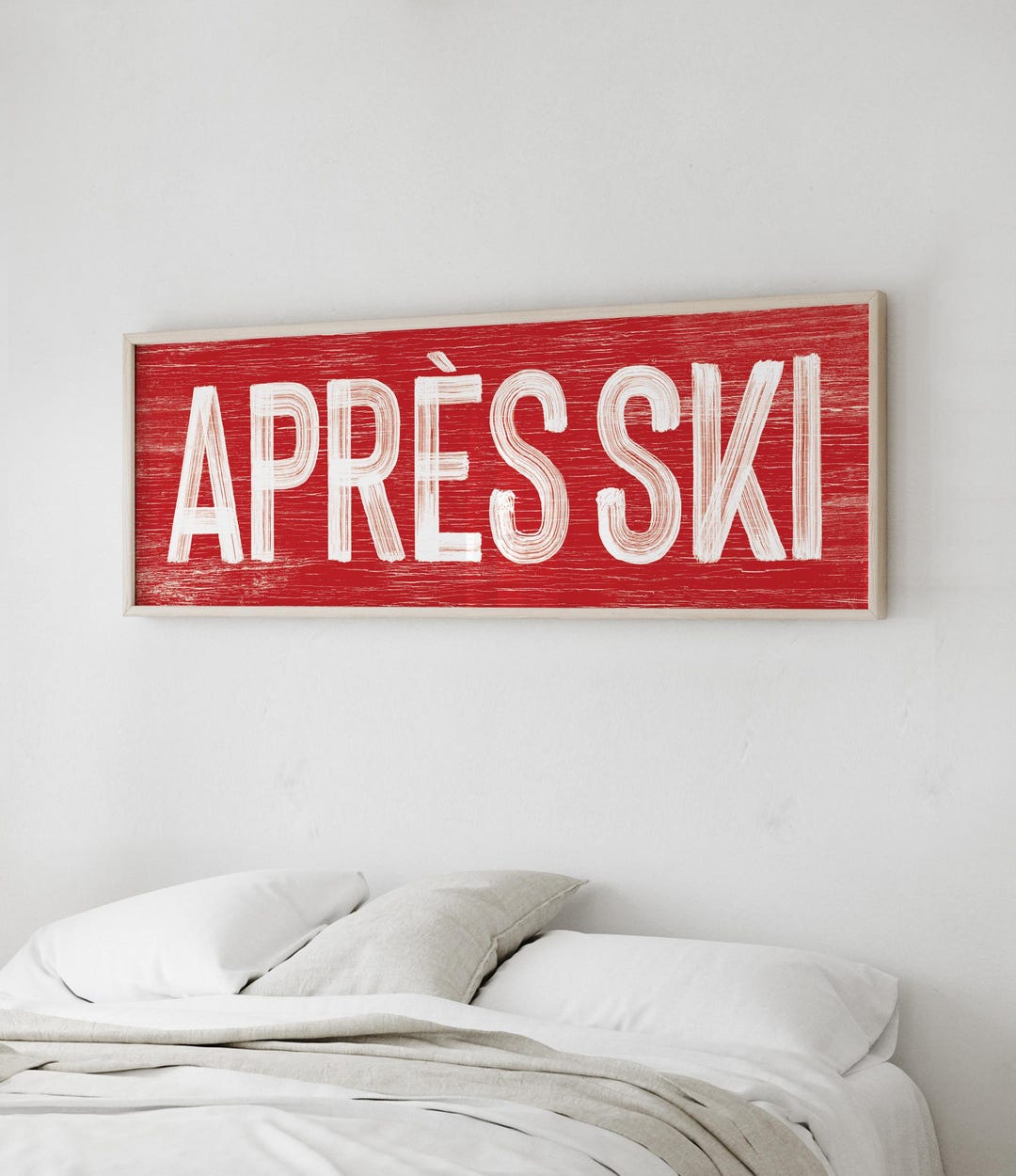 APRES SKI Sign in Bright Red and White, Faux Weathered Wood, Apres Ski ...