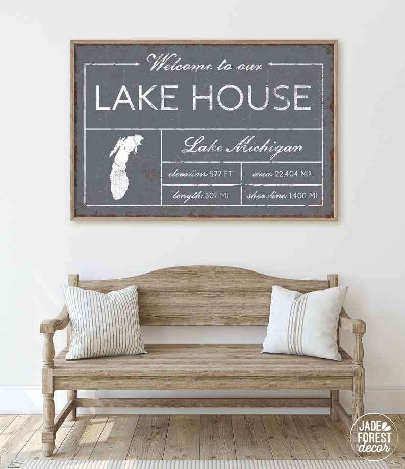 Welcome to Our LAKE HOUSE Sign Vintage Lake Michigan Canvas - Etsy