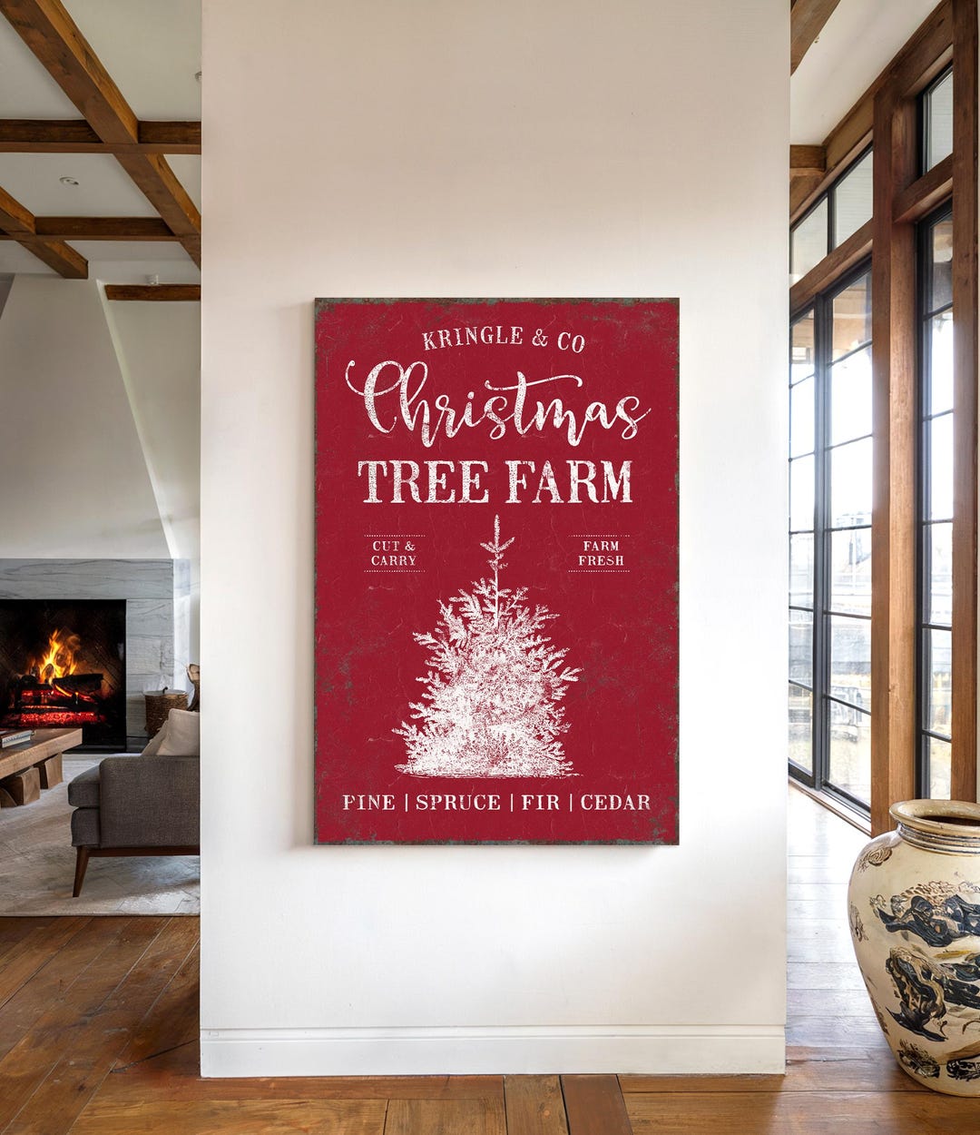 Holiday Wall Sign: Vintage Christmas Tree Art (canvas, Paper, Aluminum ...