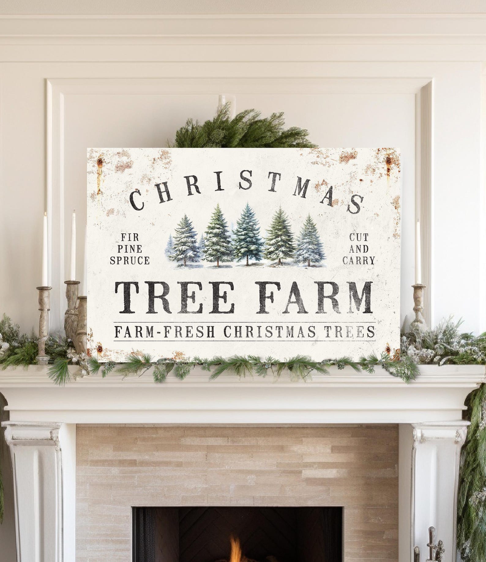 Christmas Tree Farm Sign, Vintage Porch Holiday Decor, Gift for Tree ...
