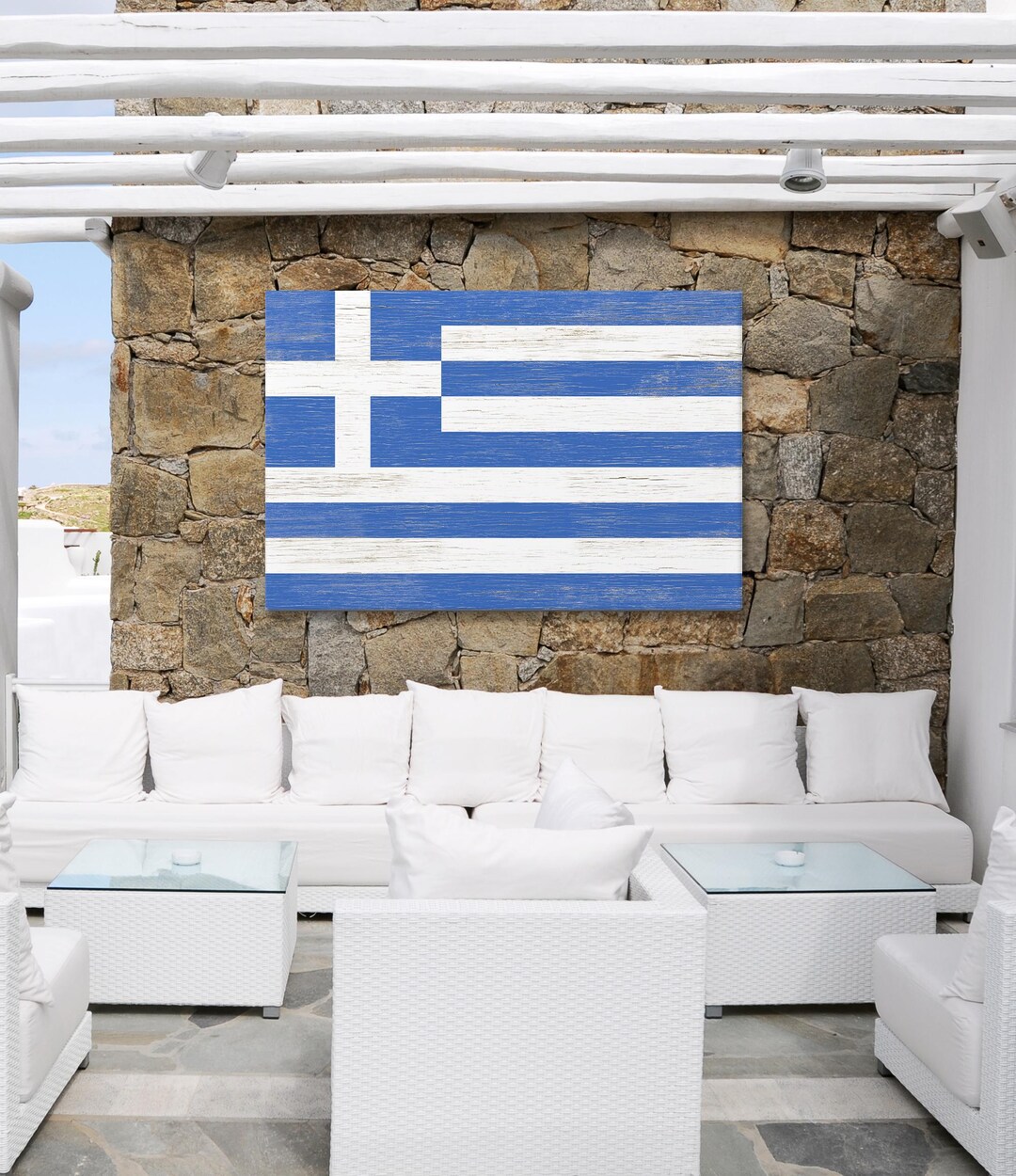 Greek Flag Wall Art, Gift for Greek Friends, Distressed Faux Wood ...