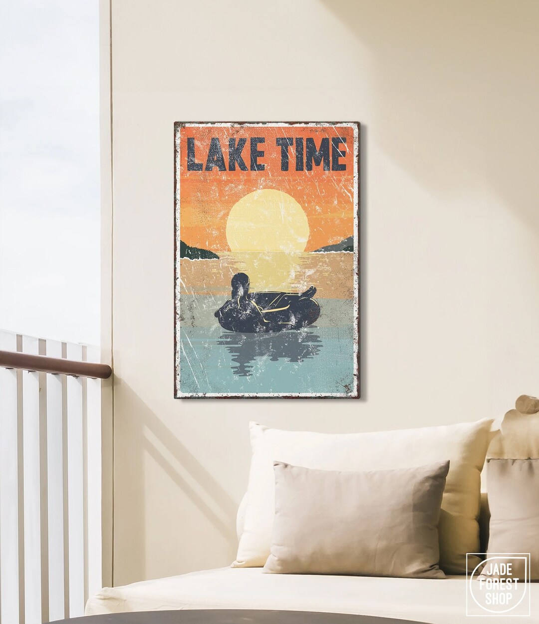 Vintage "lake Time" Sign SUNSET > Tubing Poster for Vintage Lake House ...