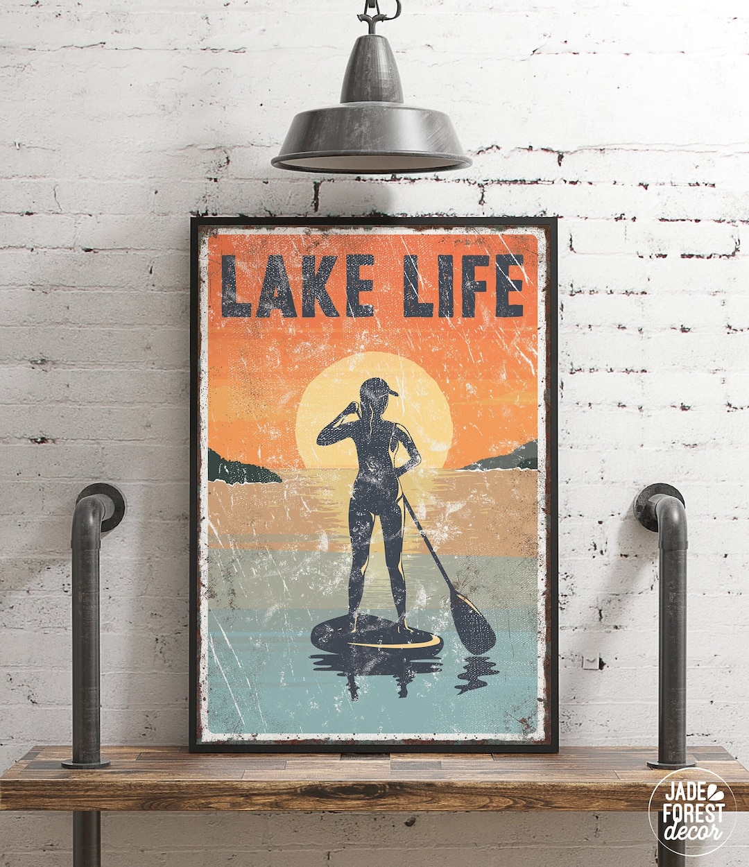 Vintage "lake Life" Sign SUNSET > Paddleboarding Poster for Vintage ...
