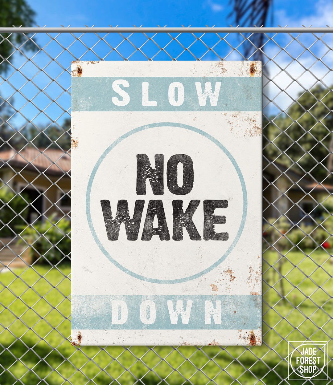 Rustic NO WAKE Posters, Retro Nautical Decor, Unique Gift for Boater ...