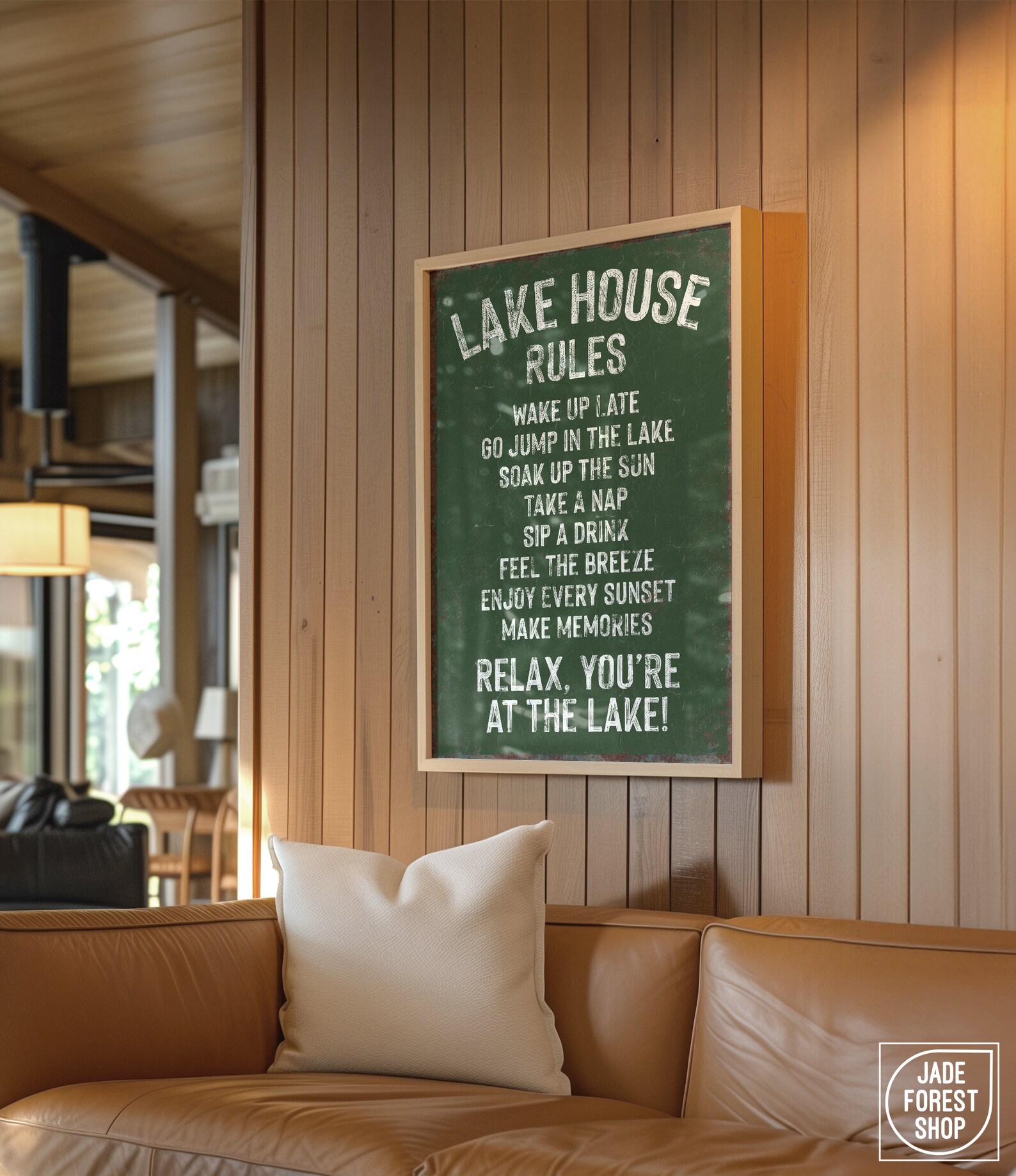 Lake House Rules Sign in Vine Green, Rustic Lakehouse Decor, Vintage ...