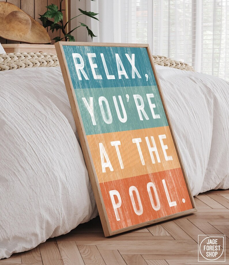 Relax You're AT THE POOL Sign, Rainbow Painted Words on Wood Design ...