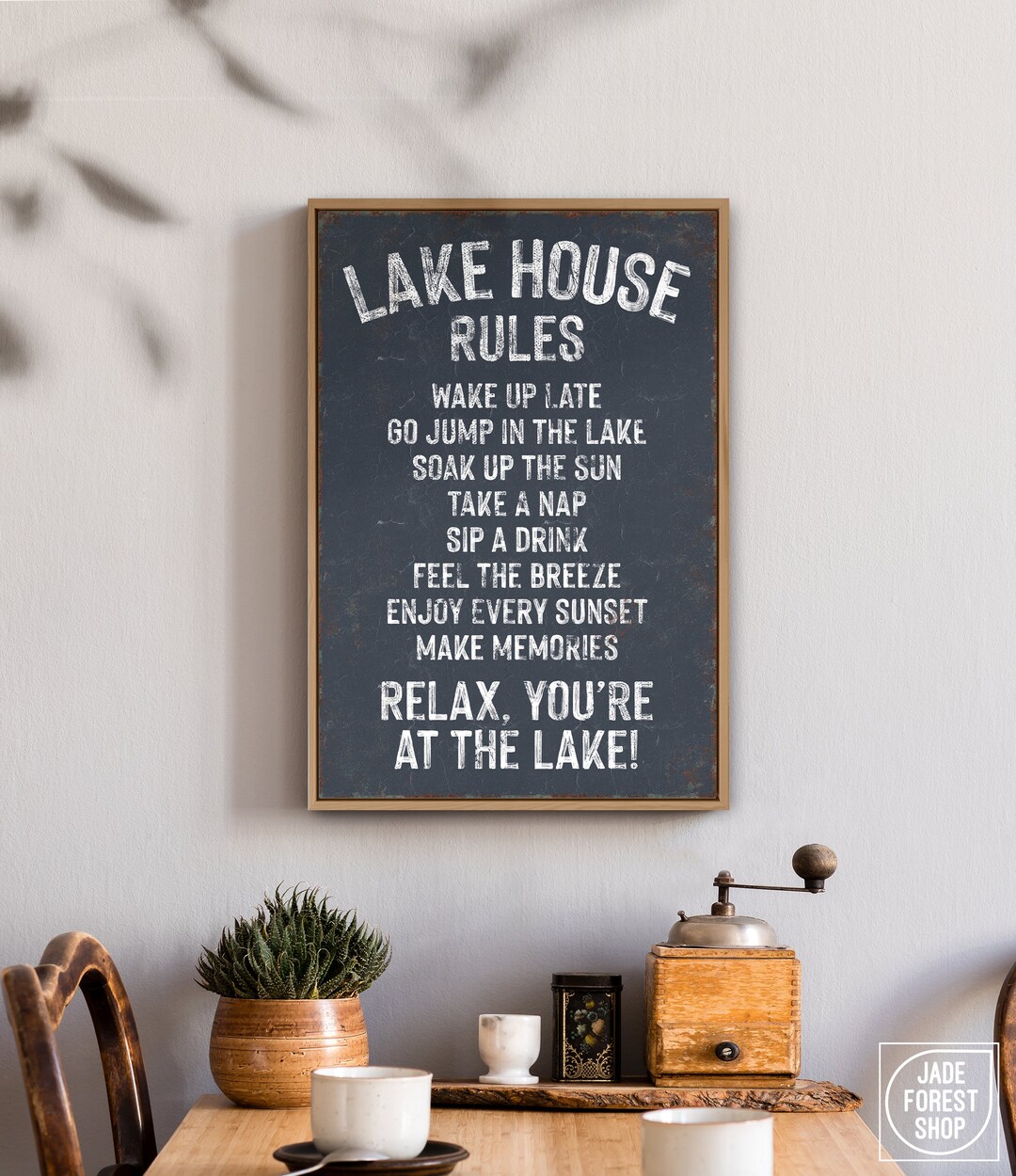 Vintage "lake HOUSE Rules" Sign, Hale Navy and White Sign Art Print ...