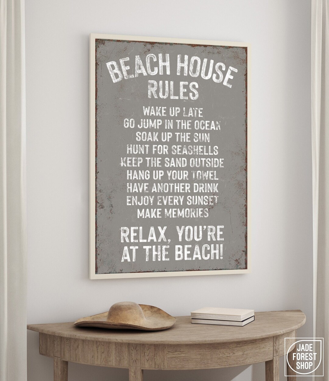 Vintage beach HOUSE Rules Sign Elephant Gray - Etsy
