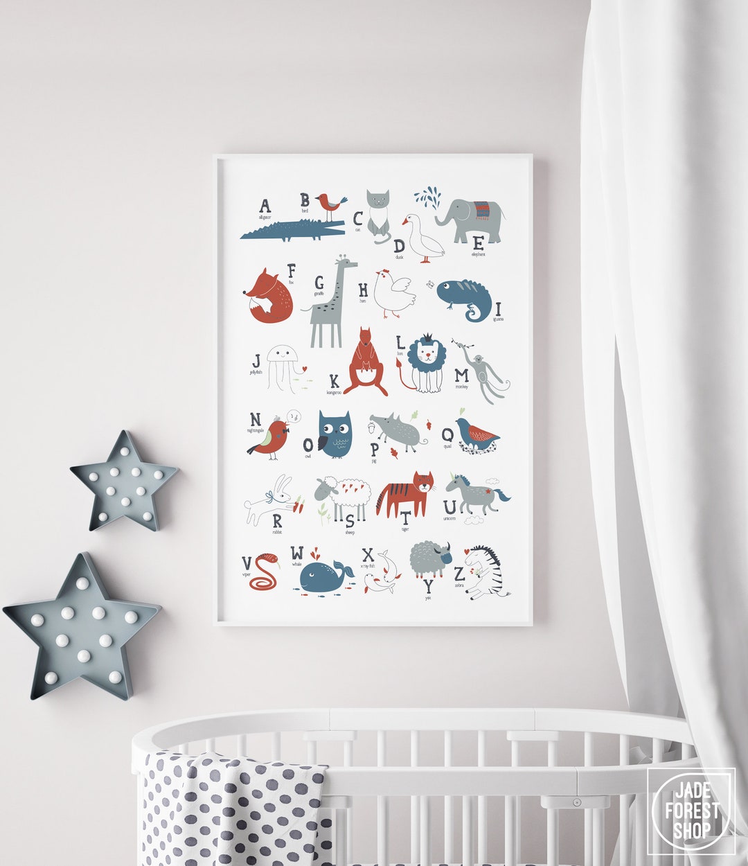 Animal ALPHABET Sign, Nursery Wall Art for Above Crib, Colorful Animal ...