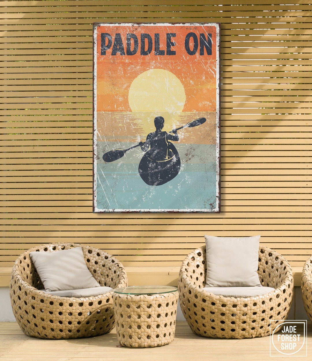 Vintage paddle On Sign Sunset Accent KAYAK Poster - Etsy