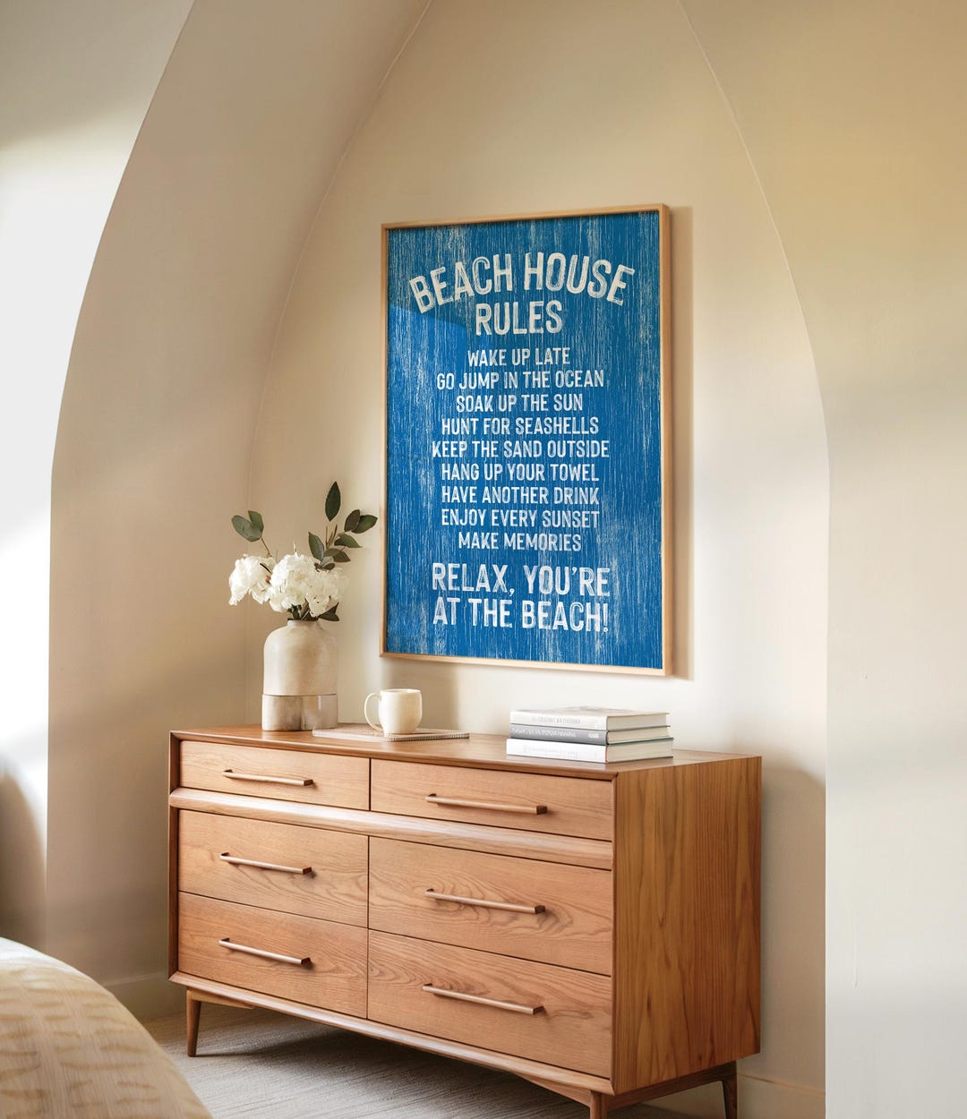 Beach House Rules Sign: Vibrant Ocean Blue, Retro Style - Aluminum ...