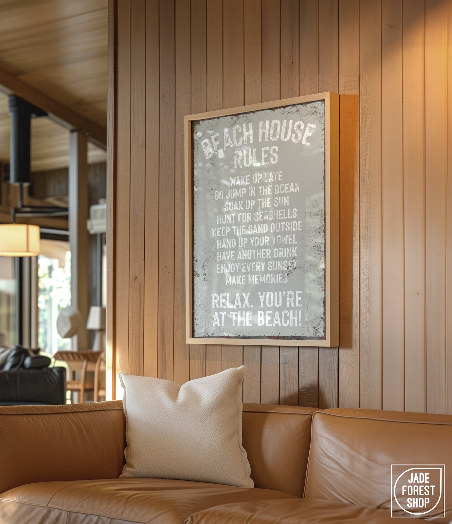 Vintage BEACH HOUSE RULES Sign in Stone Gray, Rustic Beach House Decor ...