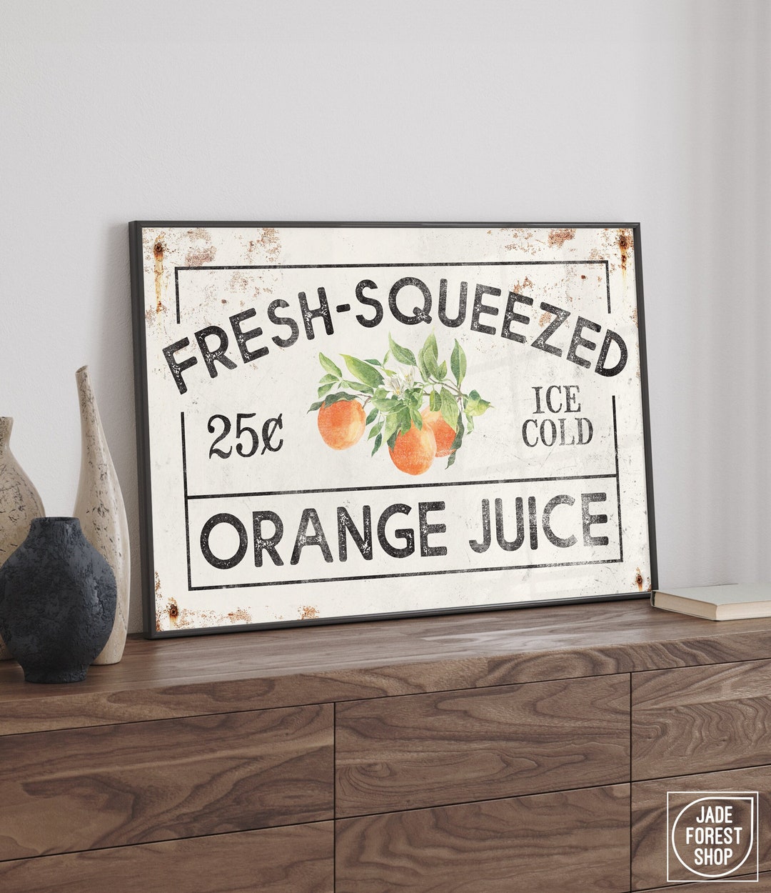 Fresh Squeezed Orange Juice Farmers Market Sign, Large Rustic Farmhouse ...