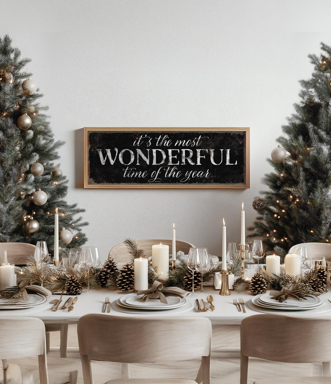 Holiday Wall Sign: Farmhouse Christmas 'most Wonderful Time' (multiple ...