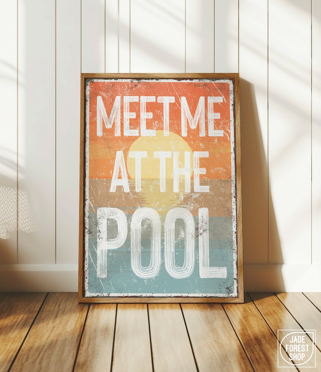 Vintage Meet Me at the Pool Sign, Retro Sunset Canvas Print, Indoor ...
