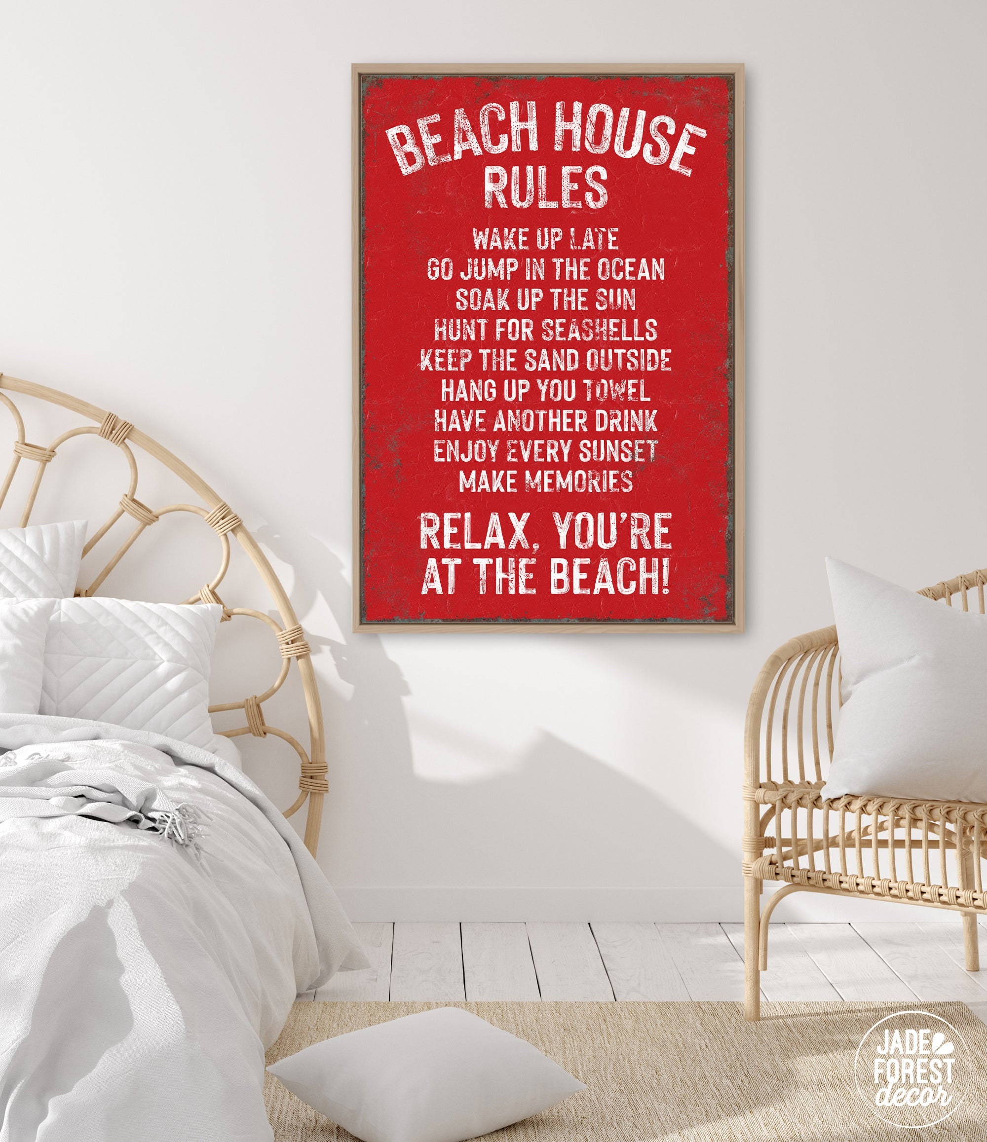 Vintage beach HOUSE Rules Sign Bright Red - Etsy