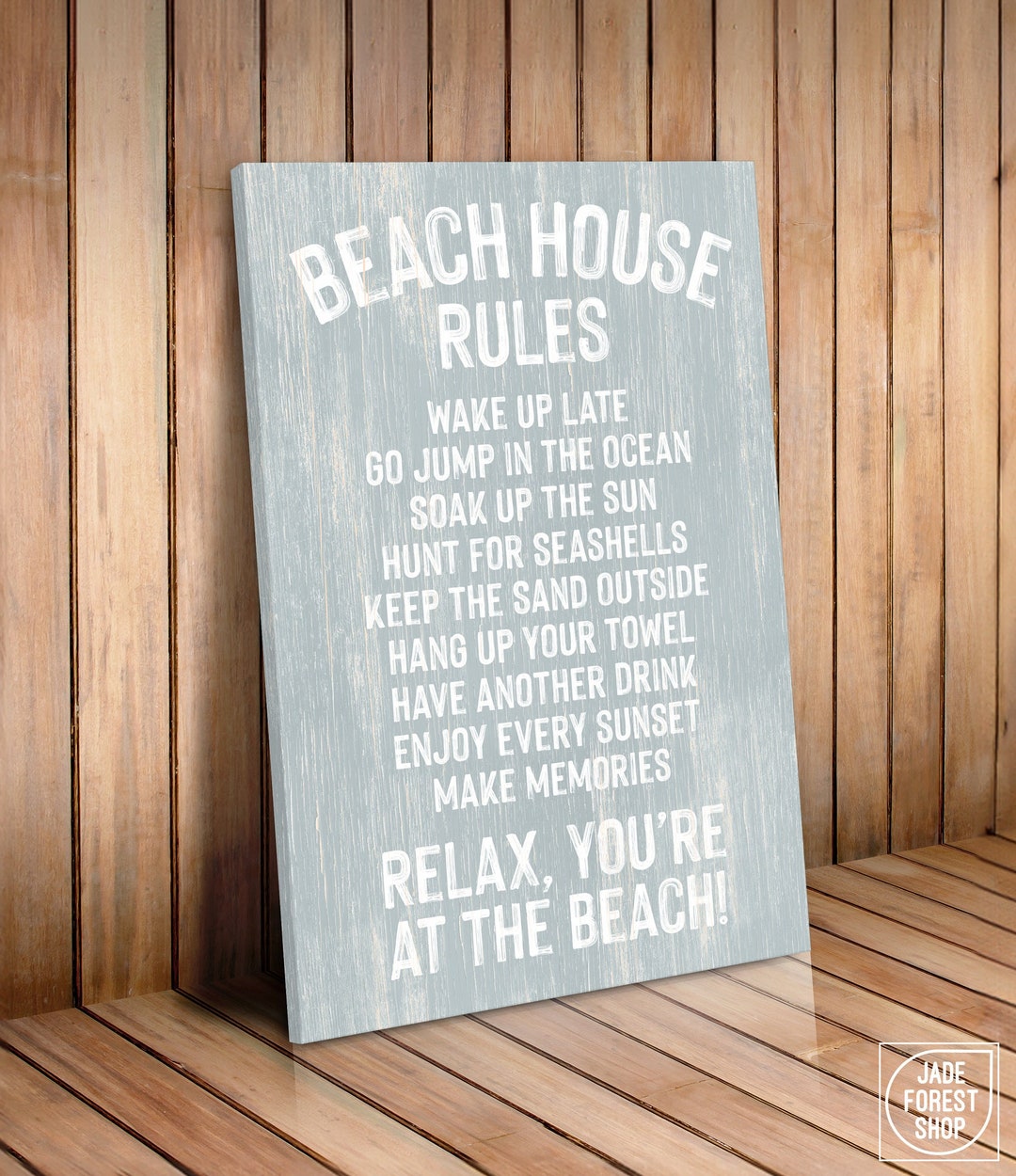 BEACH HOUSE RULES Sign in Smoke Gray, Vintage Beach House Decor, Retro ...