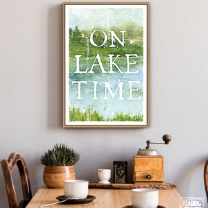 ON LAKE TIME > Watercolor Print, Lake House Decor, Coastal Wall Art ...