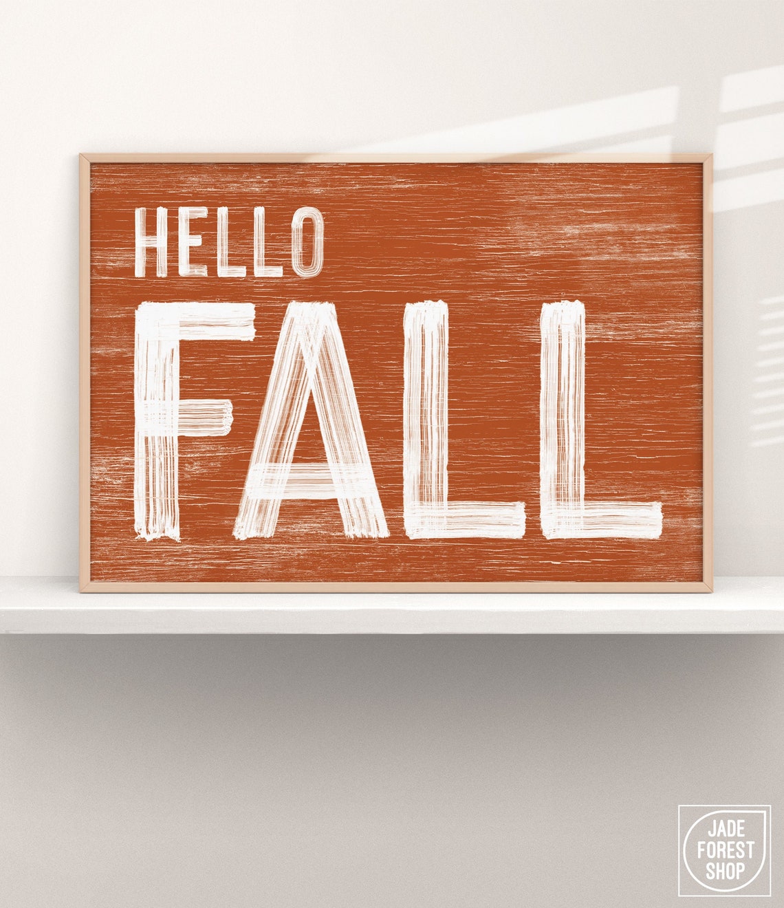Hello Fall Sign in Burnt Orange, Vintage Farmhouse Decor, Modern ...