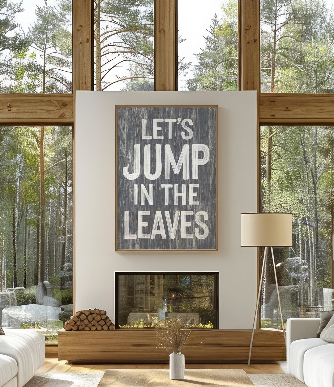 Let's Jump in the Leaves Modern Farmhouse Sign, Autumn Wall Decor ...