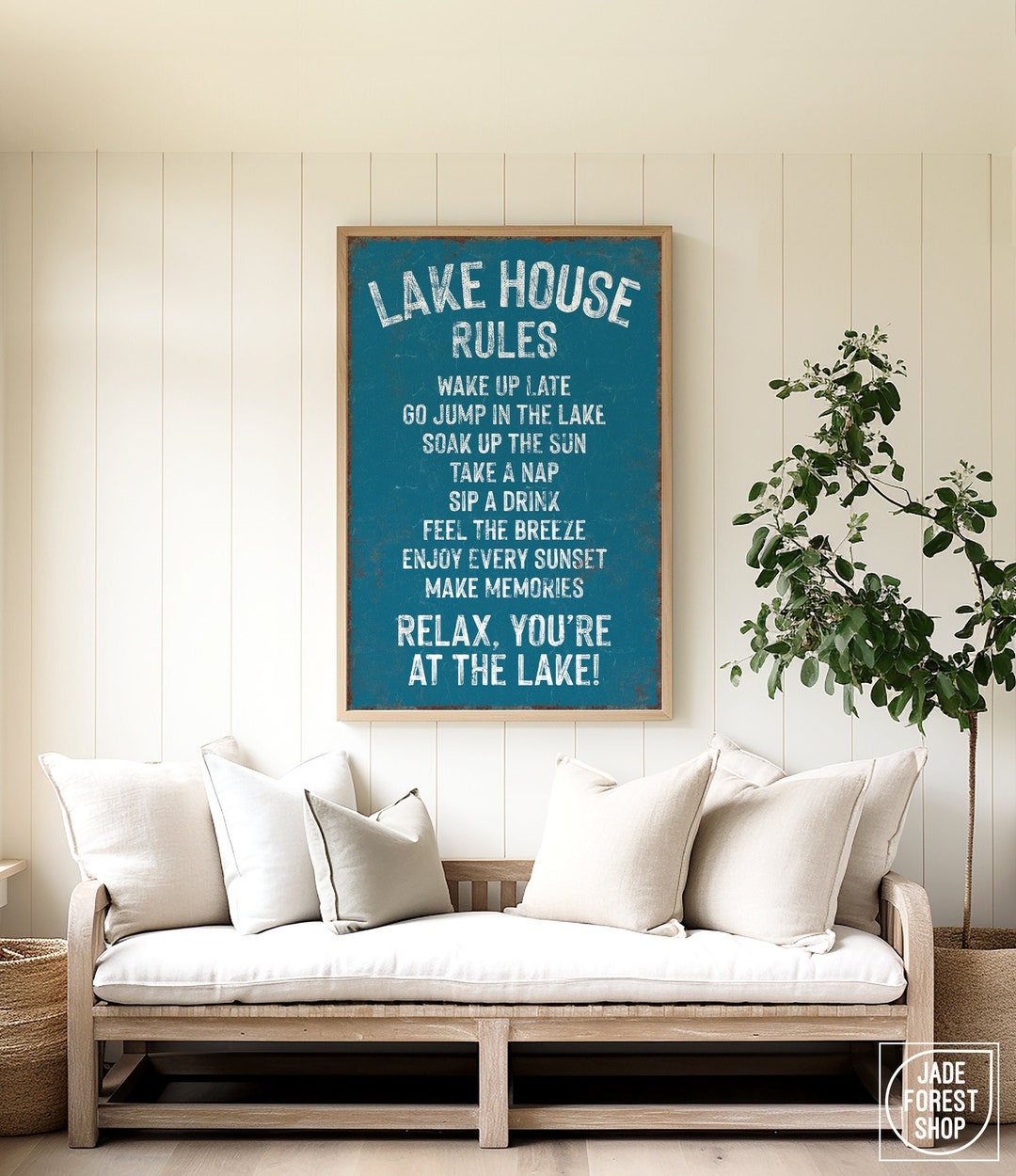 Rustic LAKE HOUSE RULES Poster, London Blue Lake Rules Sign, Coastal ...