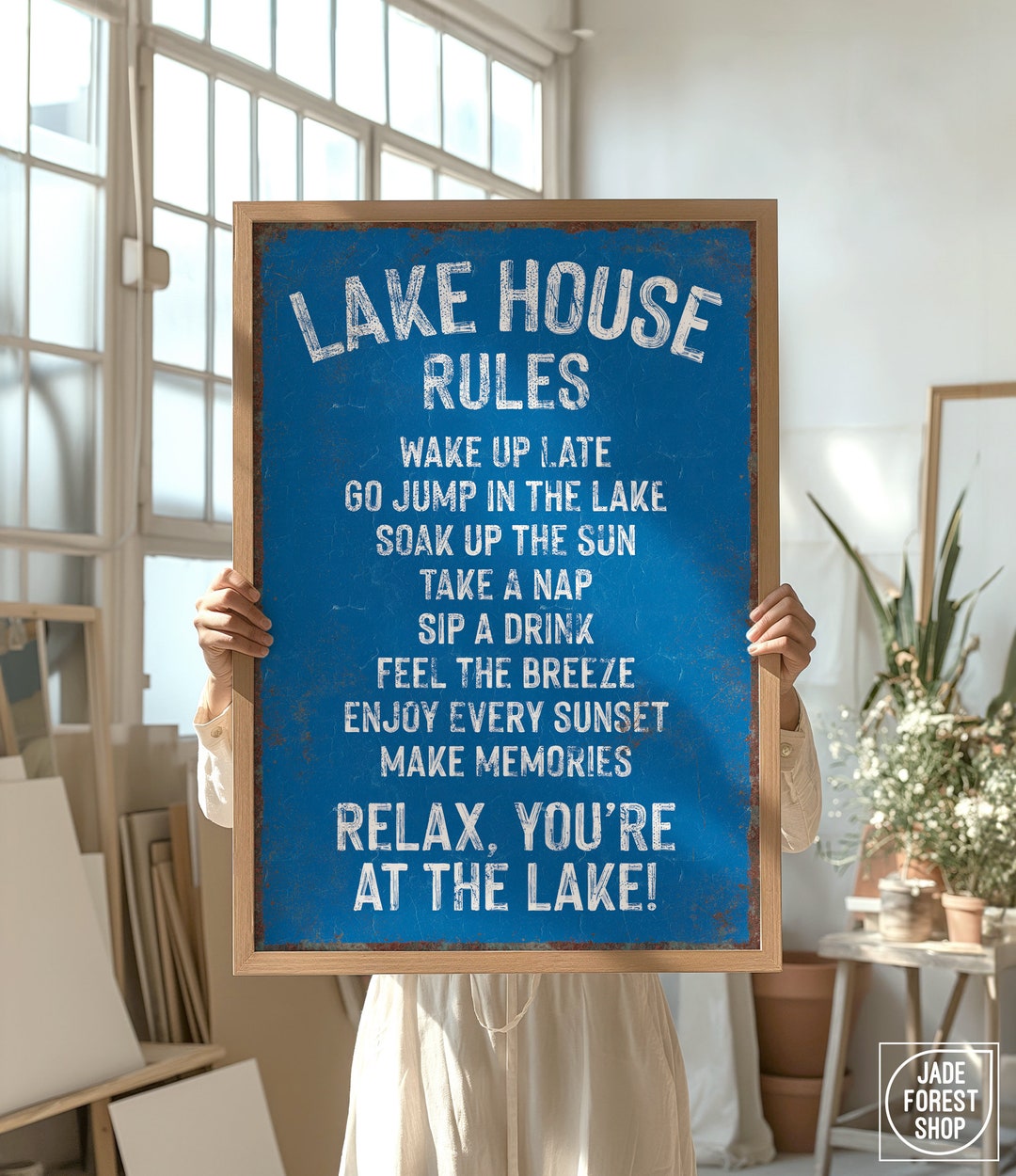 LAKE HOUSE RULES Sign, Ocean Blue, Coastal Lake House Decor, Fun Lake ...