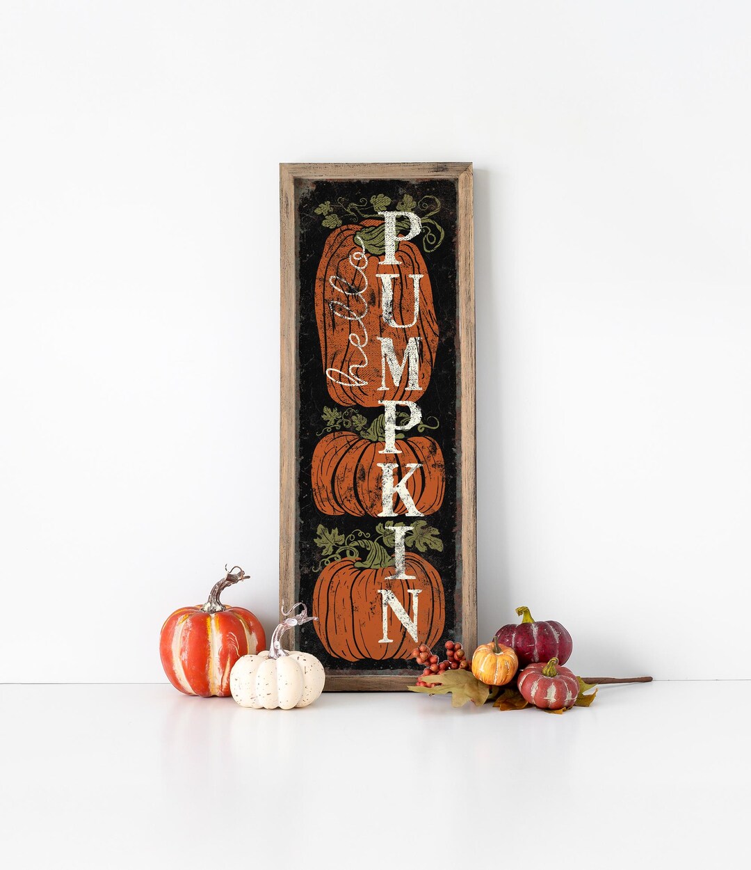 Tall Hello Pumpkin Fall Porch Sign, Outdoor Metal Available, Sign With ...