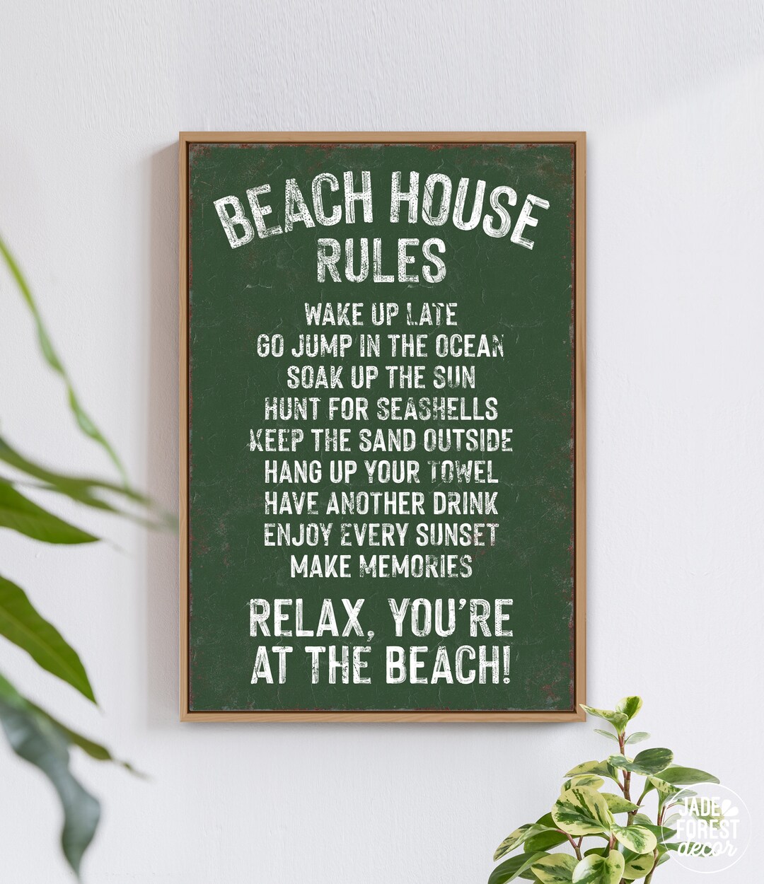 Vintage Beach House Wall Decor Distressed Texture Beach Rules Sign ...