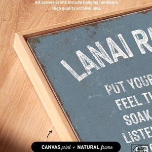 LANAI RULES Sign in Harbor Blue, Rustic Lanai Canvas Prints, Rules of ...