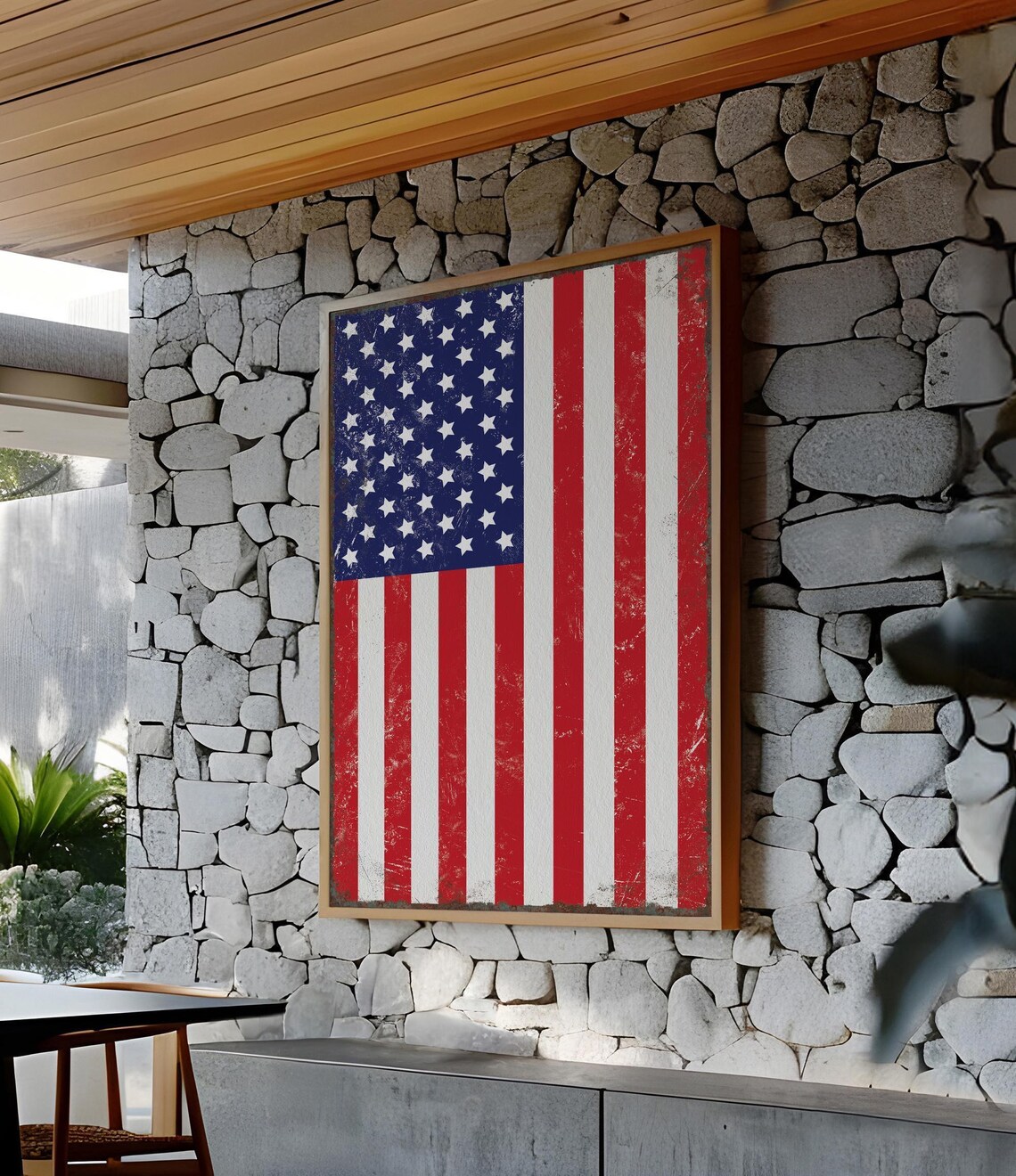 Vertical American Flag Sign, Distressed USA Flag Poster – Farmhouse ...