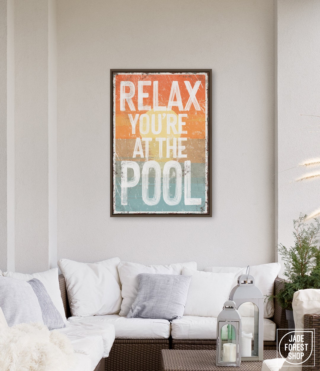 Relax Youre at the Pool Sign, Sunset Decor, Outdoor Patio Art, Vintage ...