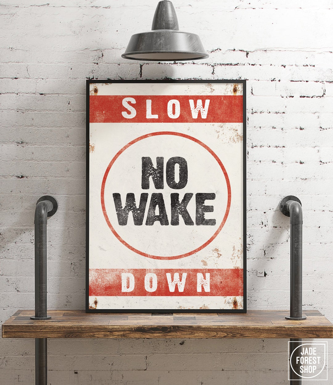 Rustic NO WAKE Canvas Prints, Retro Nautical Wall Decor, Unique Gift ...