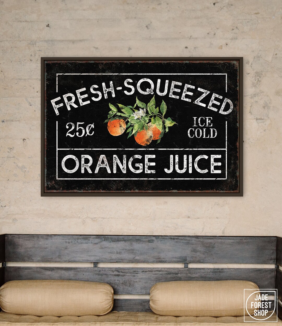 Retro Fresh Squeezed Orange Juice Stand Sign, Rustic Farmers Market ...