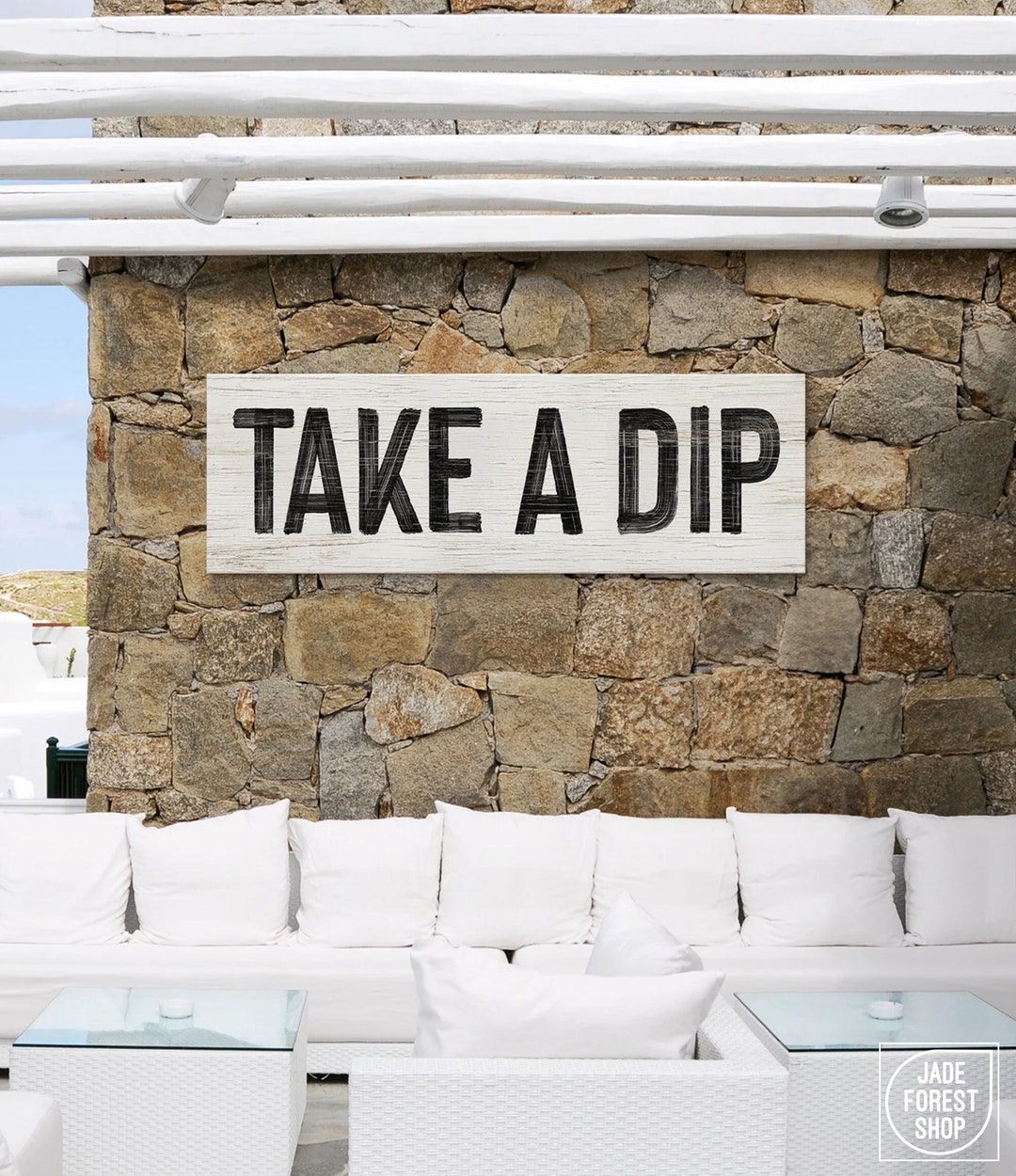 Vintage TAKE A DIP Sign for Above Door, Long Skinny Patio Wall Art ...