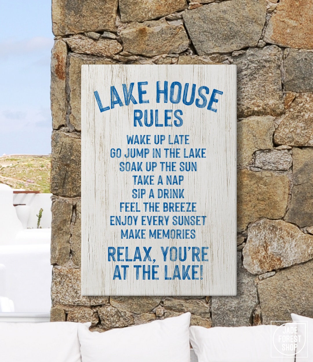Vintage LAKE HOUSE RULES Sign, Painted Words on White, Vacation Rental ...
