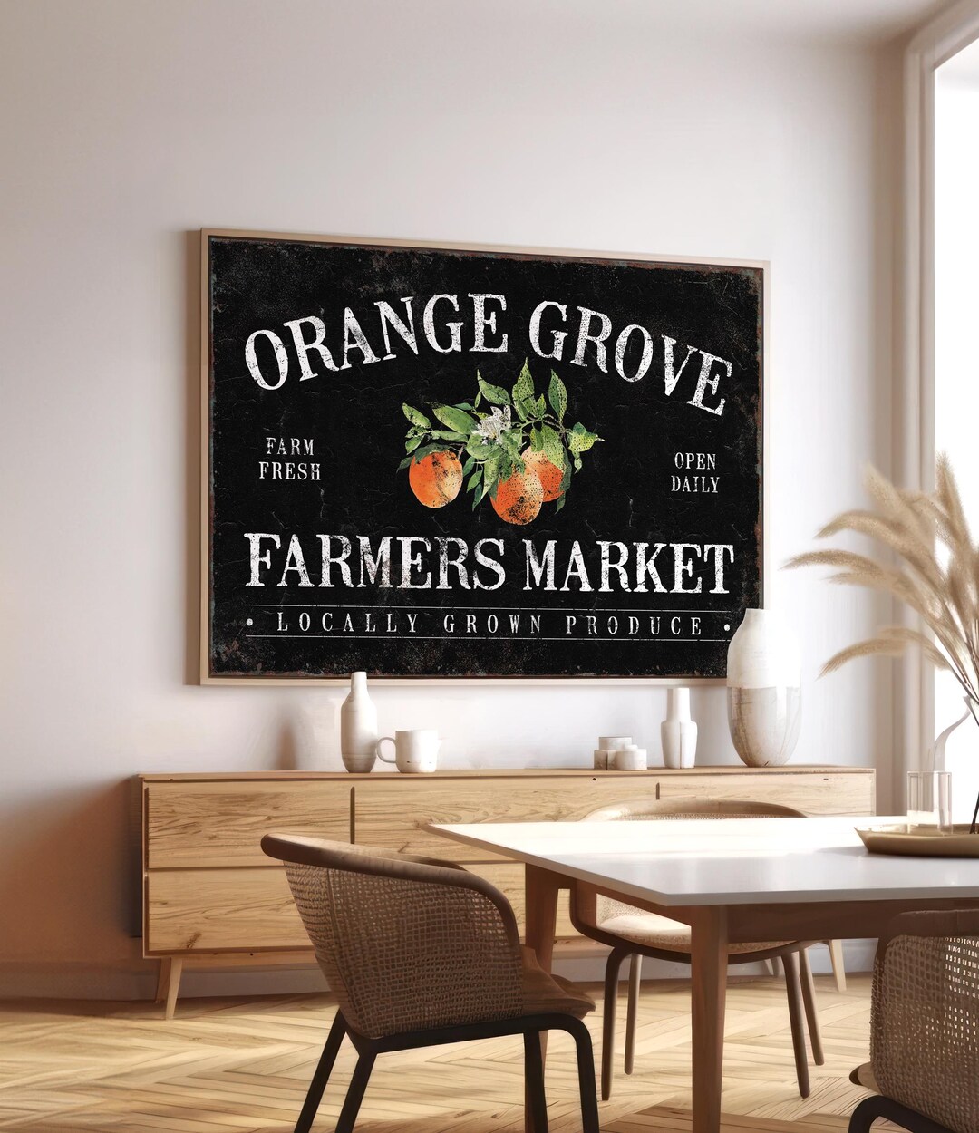 Orange Grove Farmhouse Sign, Farm Fresh Locally Grown, Homestead Canvas ...