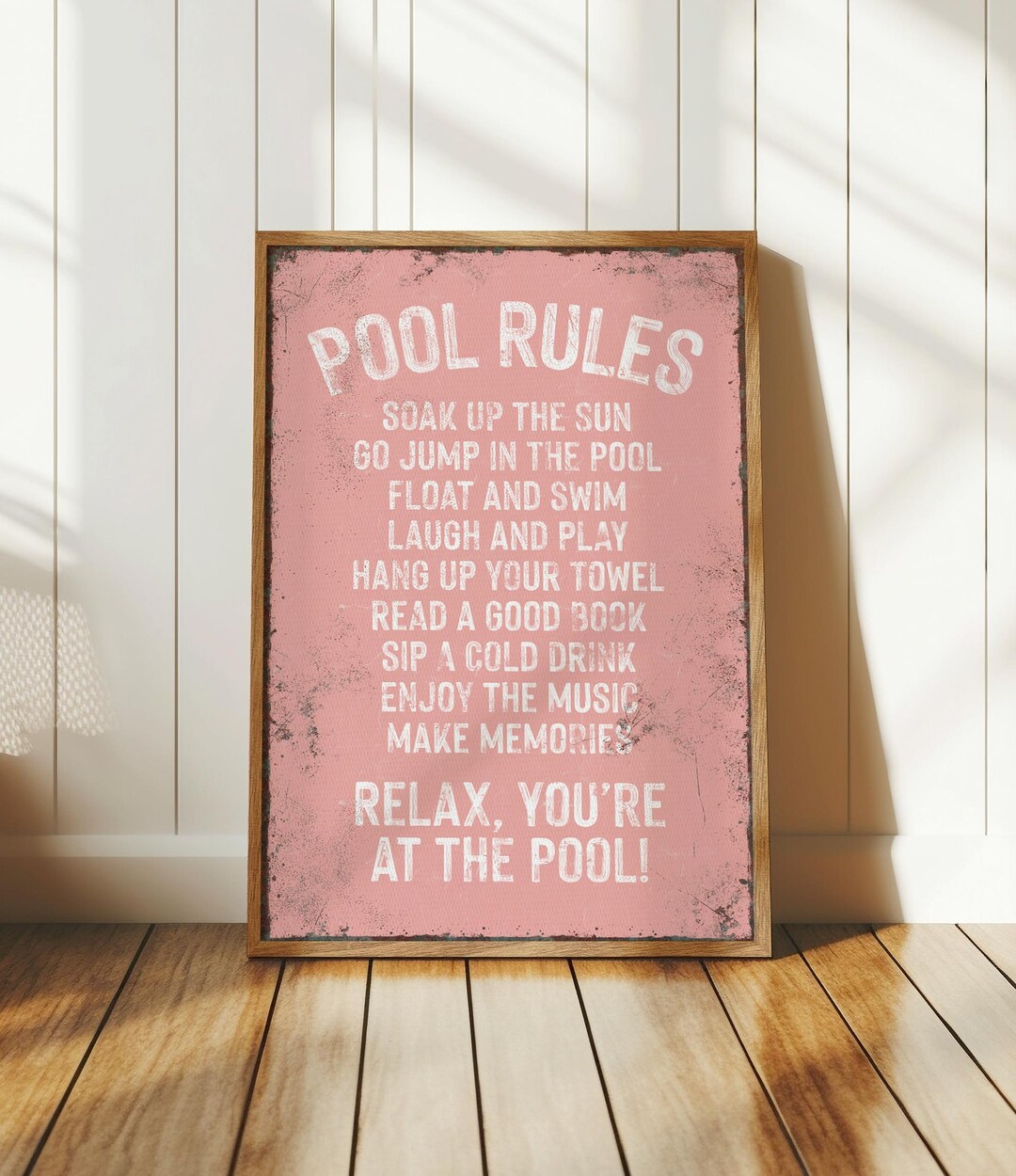 Vintage Inspired Pool Rules Sign in Blushing, Retro Wall Decor for ...
