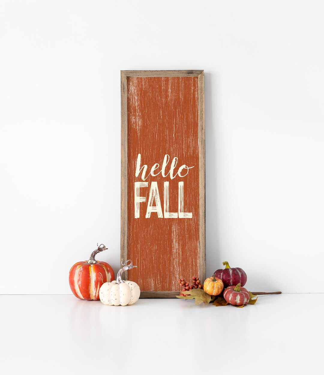 Tall Hello Fall Porch Sign, Seasonal Fall Decor, Tall Outdoor Fall Sign ...