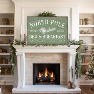 Seagrass Green NORTH POLE Bed and Breakfast Sign, Christmas Decor ...
