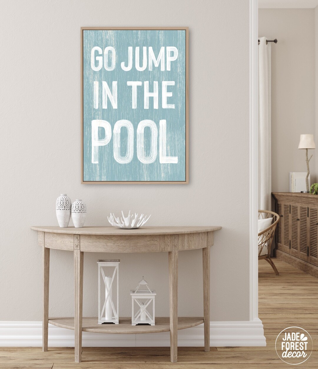 Go Jump in the POOL Sign > Tide Blue VACATION RENTAL Decor, Coastal ...