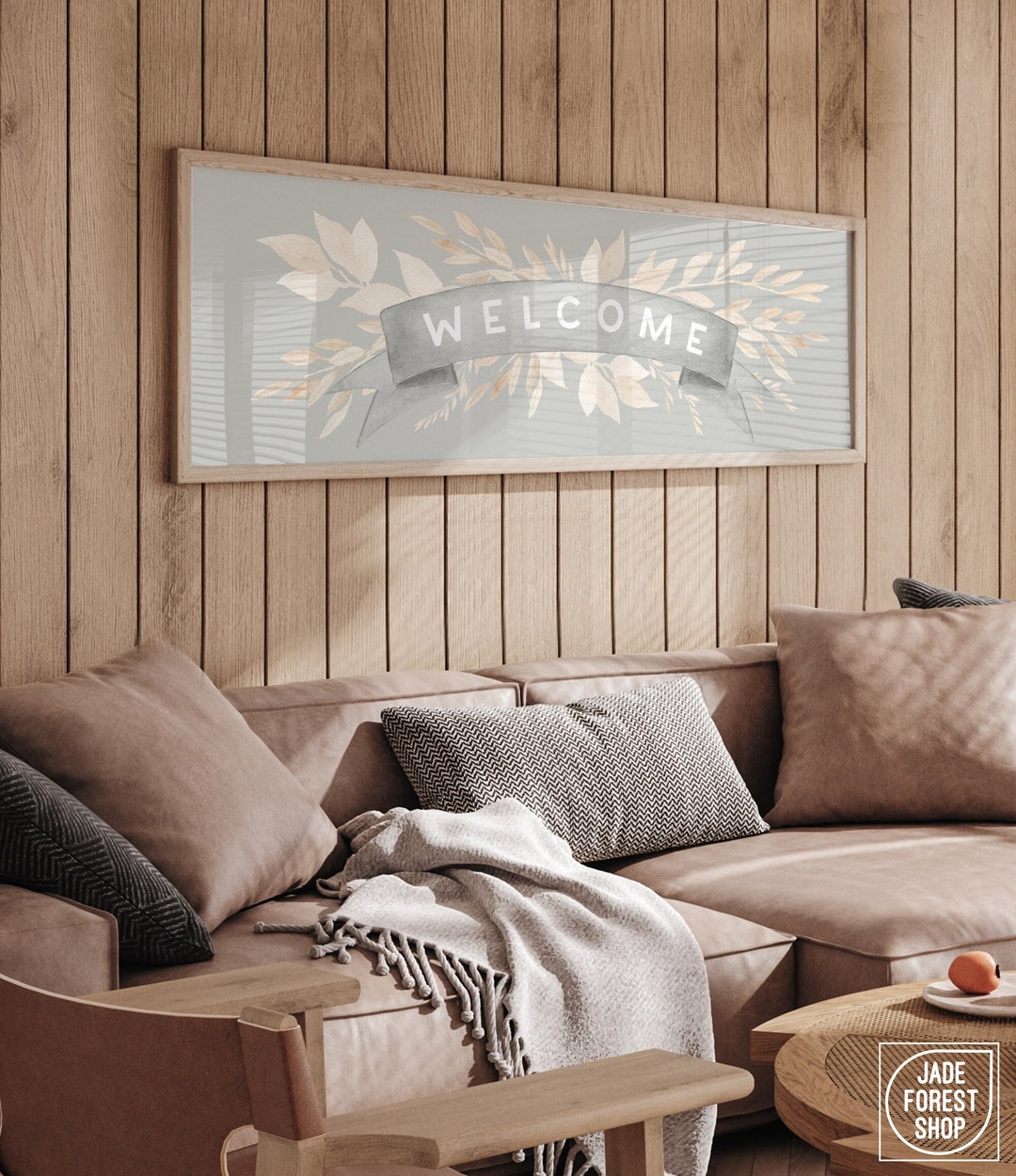 Long Skinny Welcome Sign, Greige Botanical Wall Decor, Extra Large ...