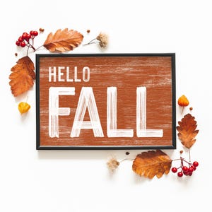 Hello Fall Sign in Burnt Orange, Vintage Farmhouse Decor, Modern ...