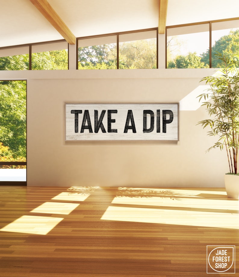 Vintage TAKE A DIP Sign for Above Door, Long Skinny Patio Wall Art ...