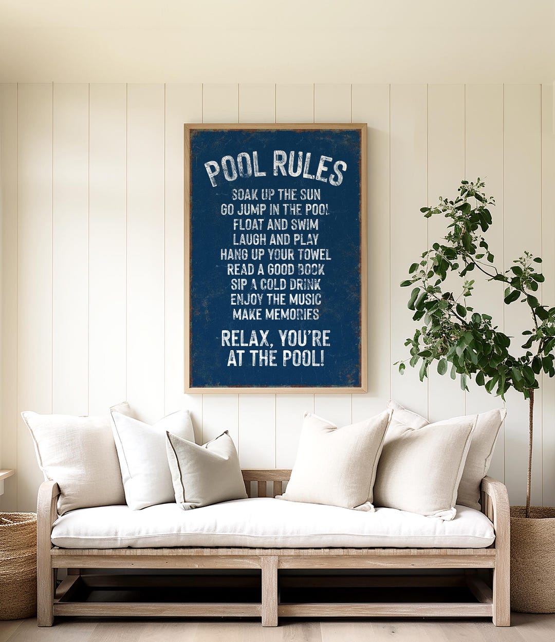 Nautical Vintage POOL RULES Sign, Retro Canvas Paper or Aluminum, Wall ...