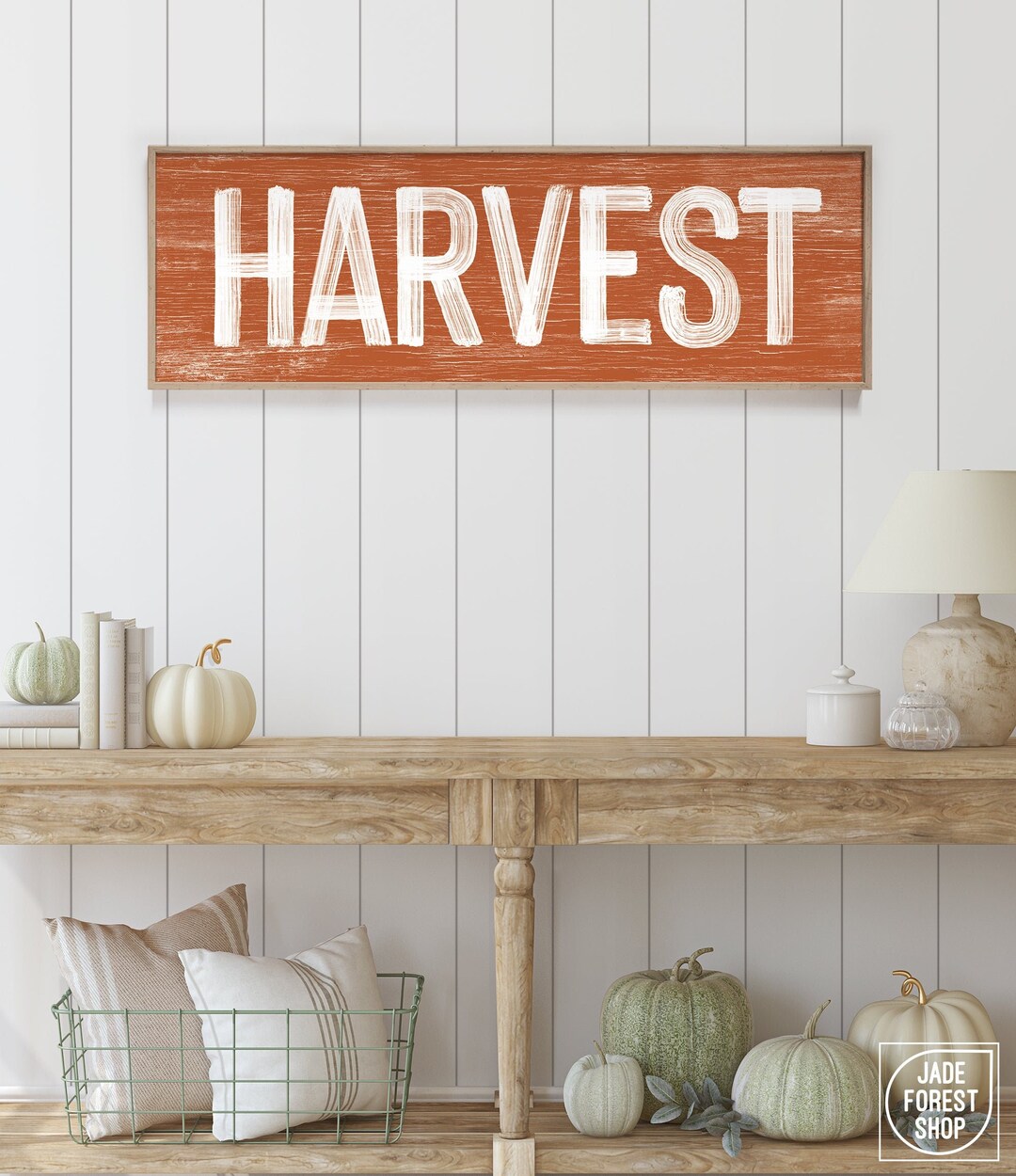 Harvest Sign in Burnt Orange, Faux Weathered Wood, Seasonal Wall Art ...
