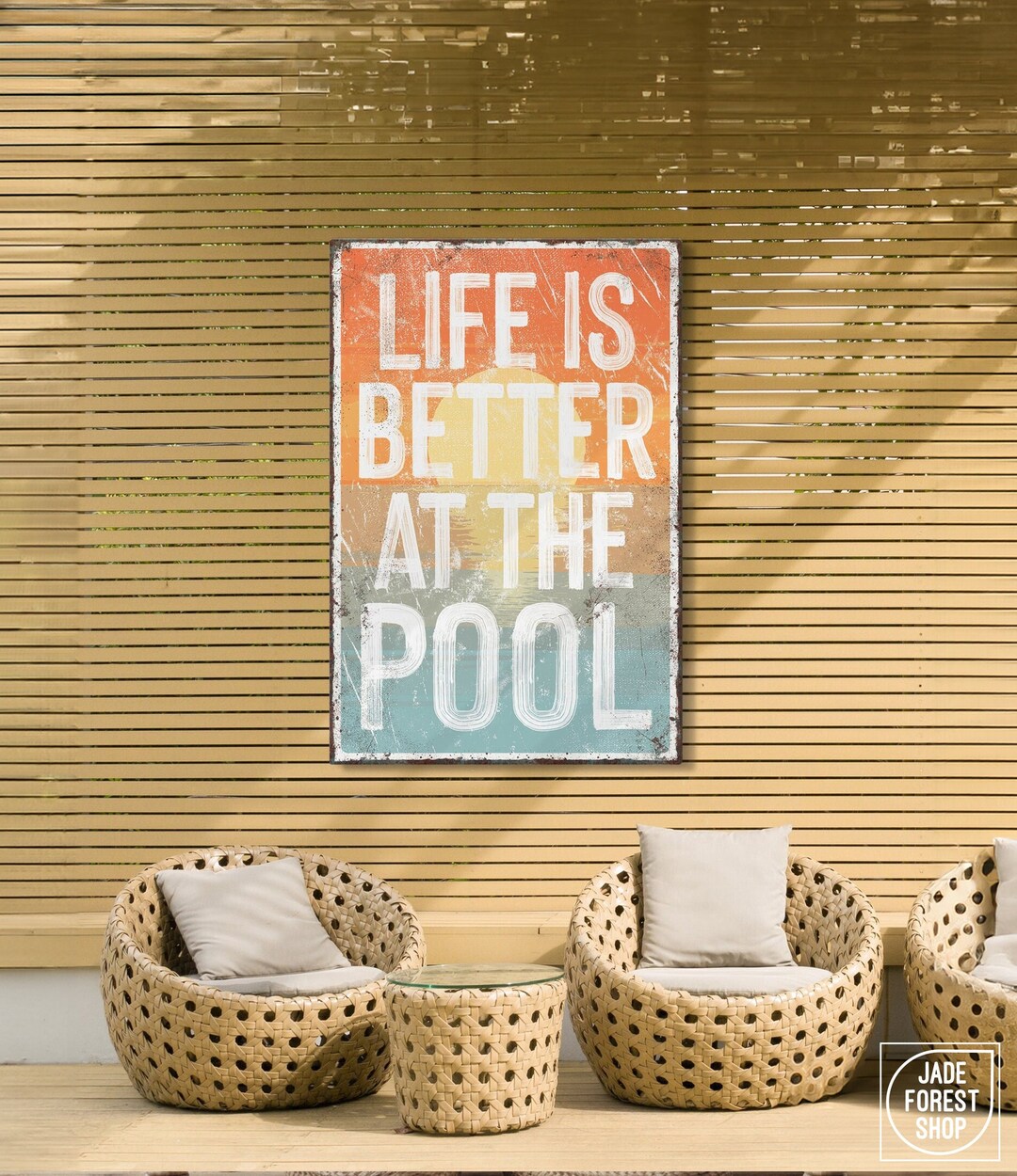 Life is Better at the POOL Sign, Sunset Colors, Modern Farmhouse Decor ...