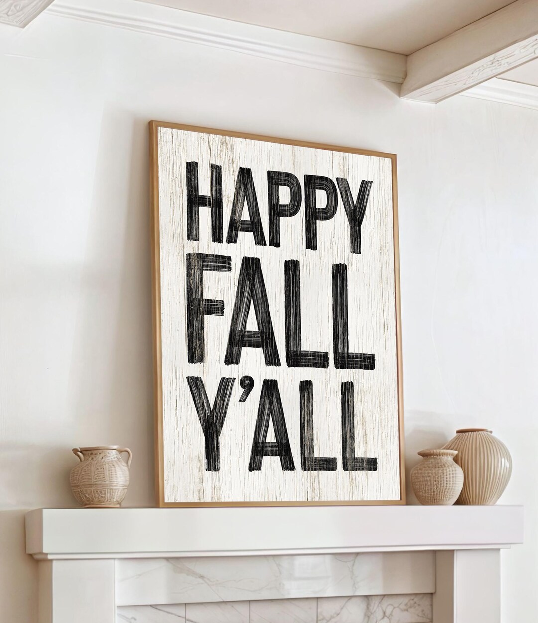 Rustic Happy Fall Yall Sign, Black and White, Fall Art for Above the ...