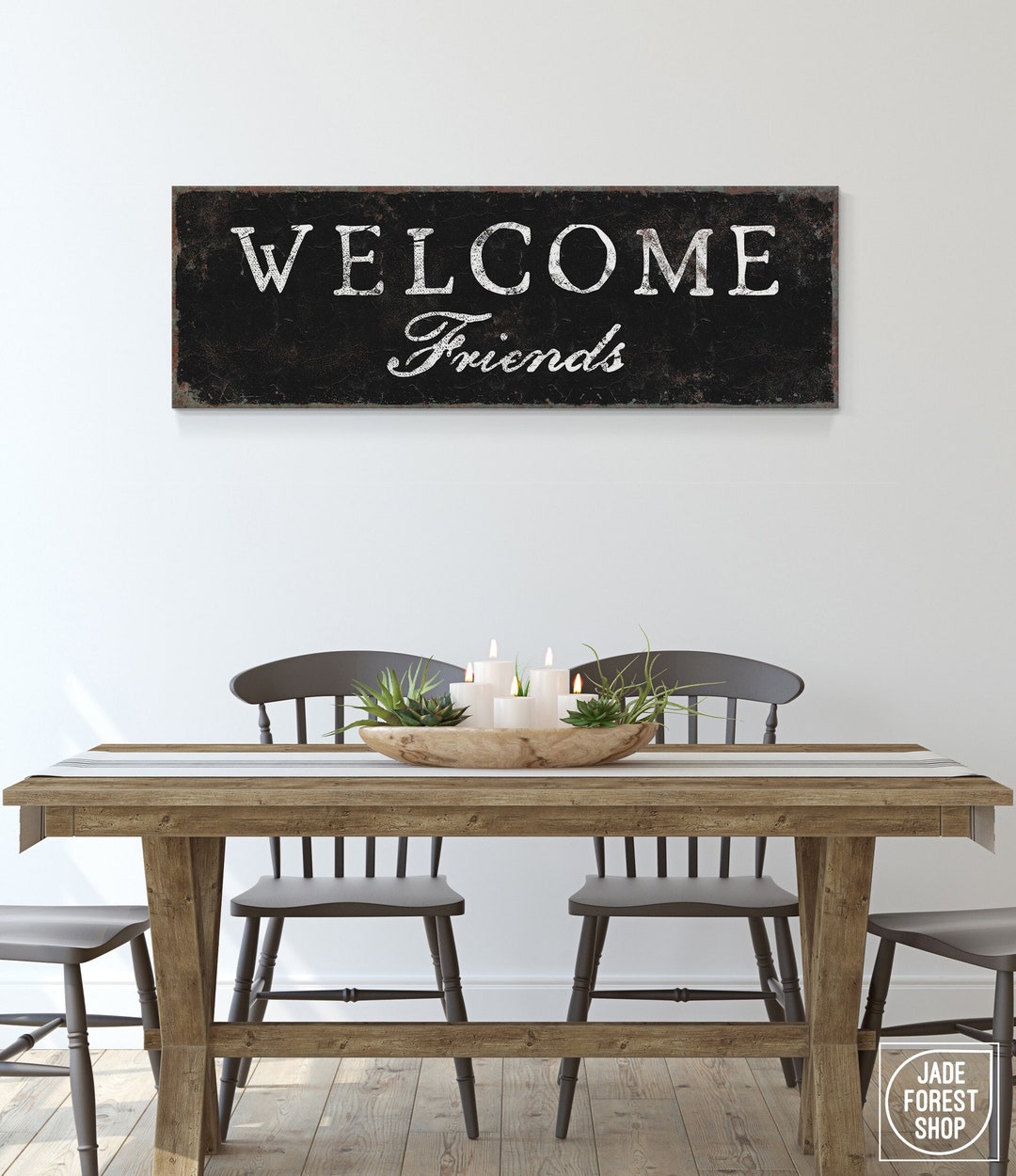 Black and White WELCOME FRIENDS Sign • lightweight Canvas or Aluminum ...