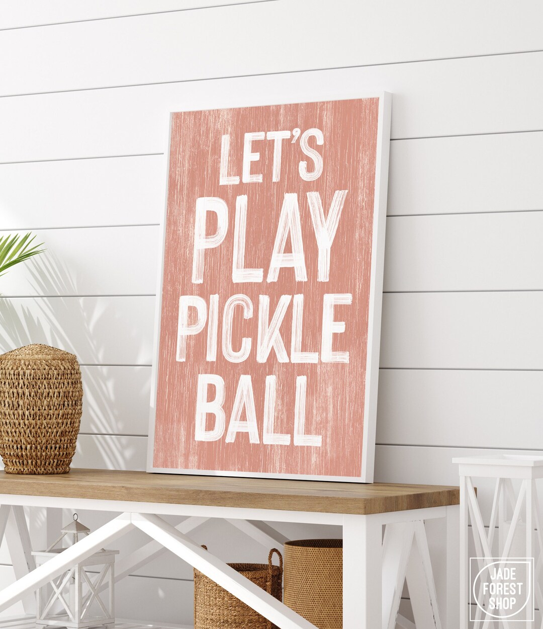 Lets Play Pickleball Wall Sign in Coral Pink, Pickleball Wall Decor ...