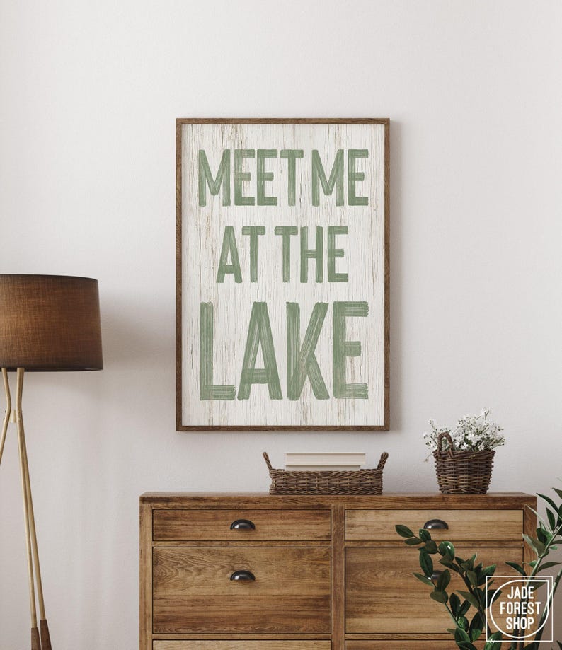 Seagrass on White Lake Sign, Retro Meet Me at Canvas, Vintage Rustic ...